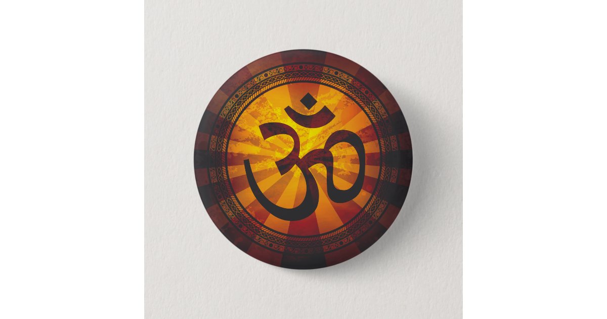 Vintage Om Symbol Print Button | Zazzle