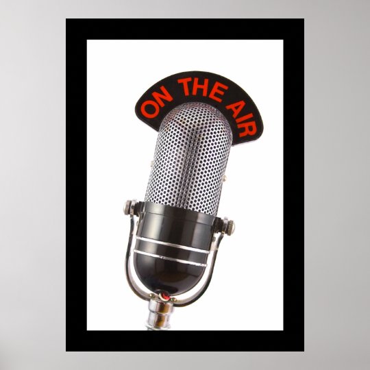 Vintage On The Air Microphone Poster | Zazzle.com