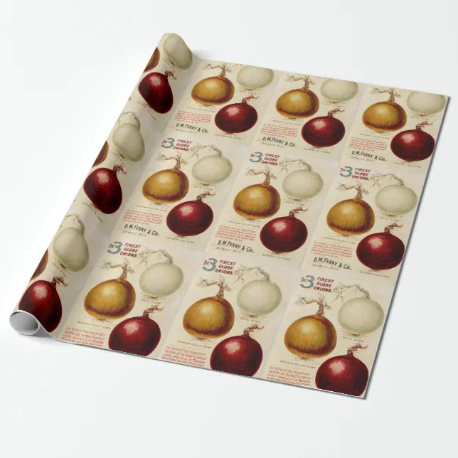 Vintage onion chart illustration gift paper | Zazzle