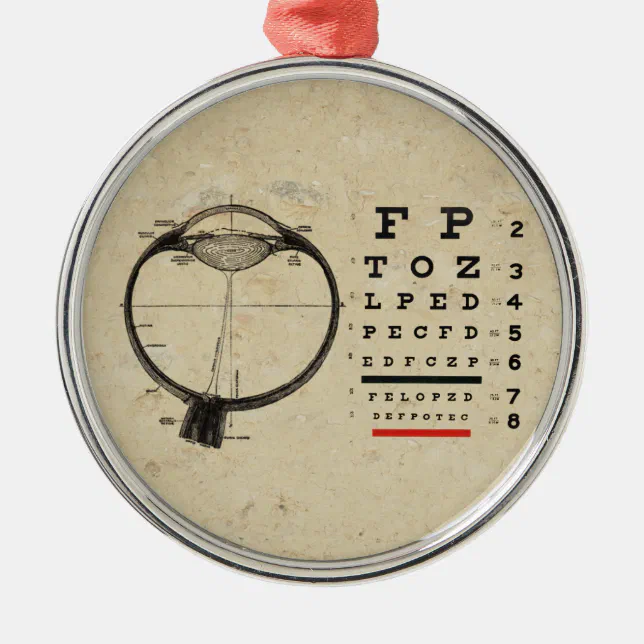 Vintage Ophthalmologist Optometry Eye Chart Metal Ornament | Zazzle
