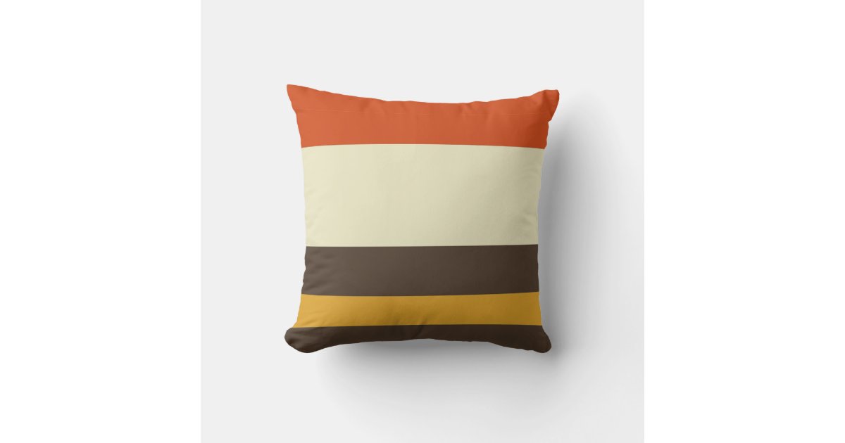 Vintage Orange Grey Yellow Cream Striped Pattern Throw Pillow | Zazzle