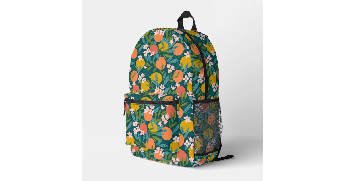 Vintage Orange & Lemon Blossom Pattern Printed Backpack | Zazzle