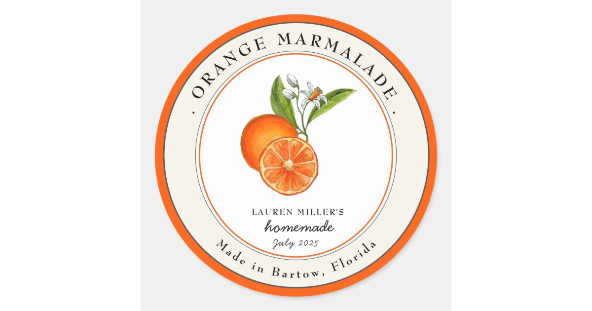 Vintage Orange Marmalade jar Canning label | Zazzle