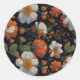 Vintage Orange white elegant retro flowers Classic Round Sticker | Zazzle