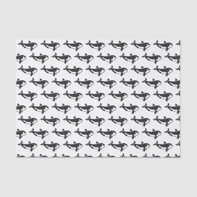 Vintage Orca Killer Whale Silhouette Drawing Black Tissue Paper | Zazzle