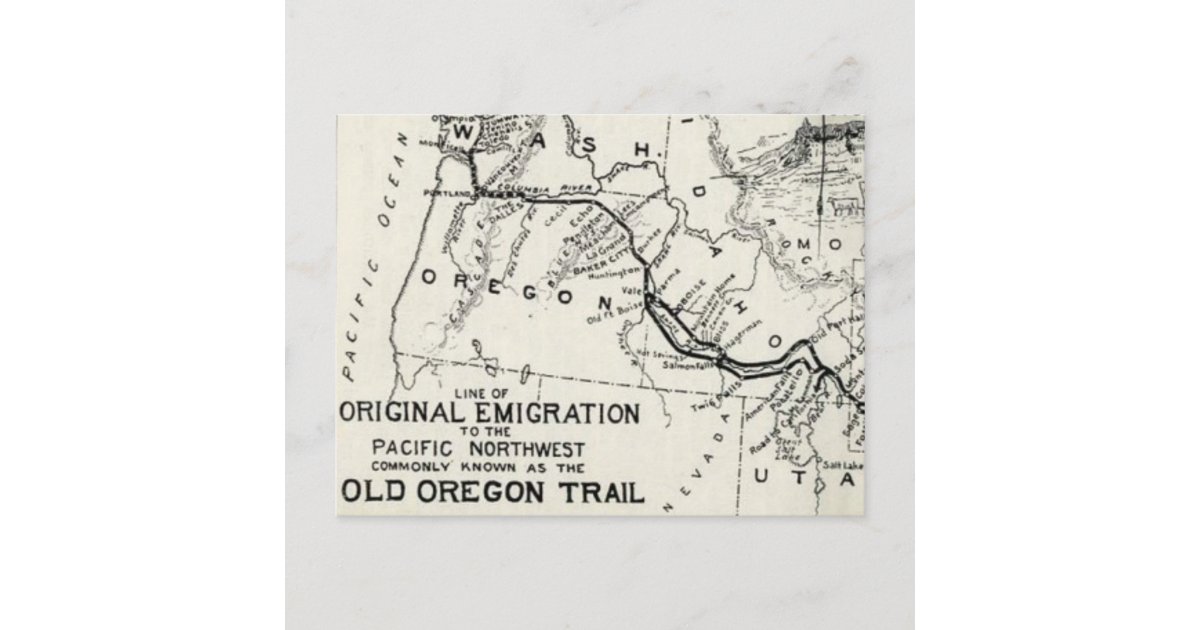 Vintage Oregon Trail Historical Map Postcard | Zazzle