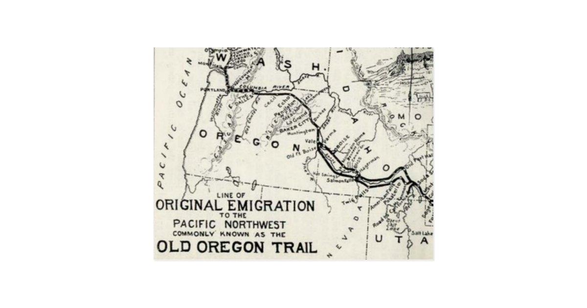 Vintage Oregon Trail Historical Map Postcard | Zazzle.com