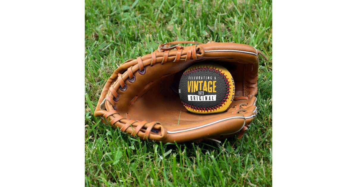 Vintage Original Black & Gold Leather Birth Year Baseball | Zazzle
