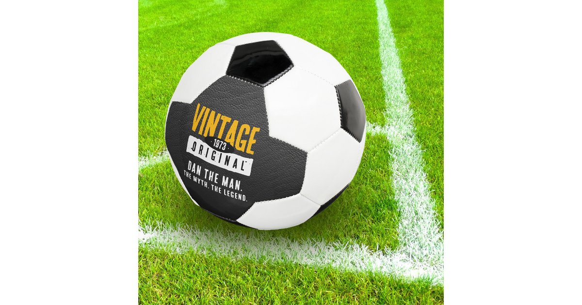 Vintage Original Black Leather Birth Year Soccer Ball | Zazzle