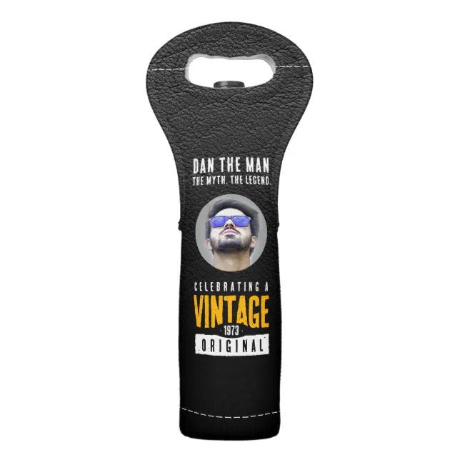 Vintage Original Black Leather Birth Year Wine Bag | Zazzle