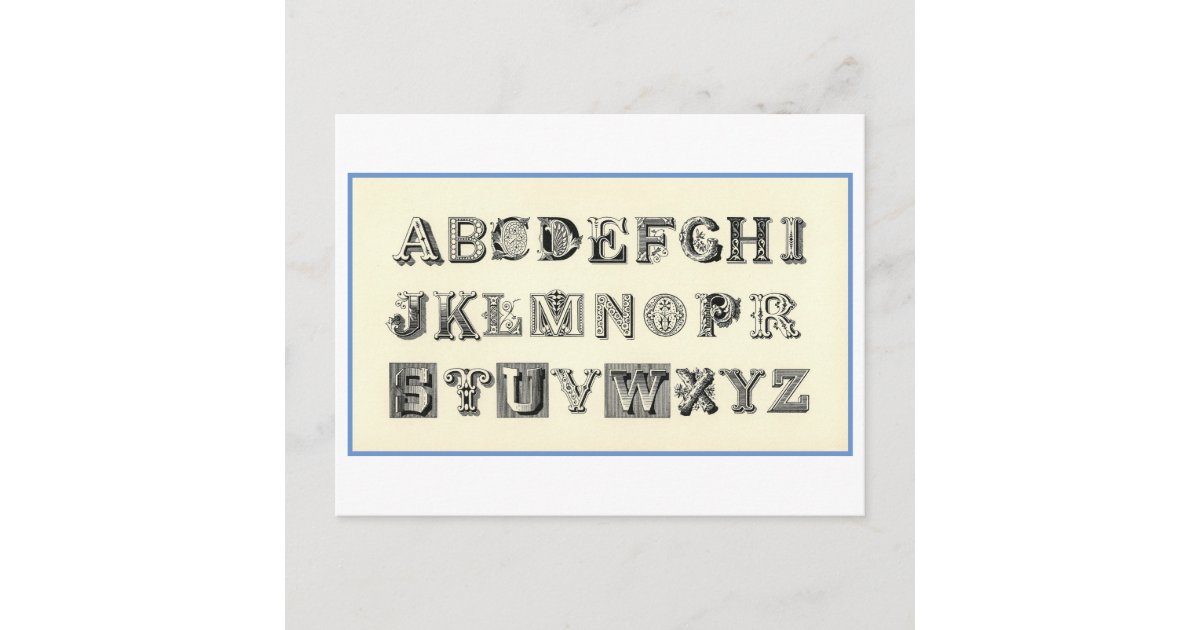 Vintage Ornamental Alphabet Postcard | Zazzle