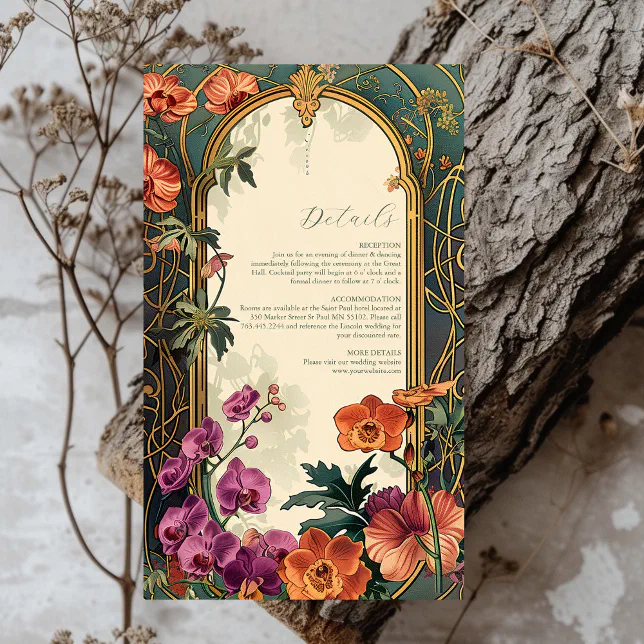 Vintage Ornamental Floral Art Nouveau Wedding Enclosure Card | Zazzle