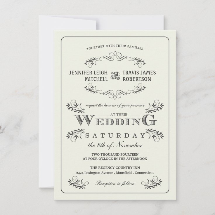 Vintage Ornate Flourish Wedding Invitations | Zazzle