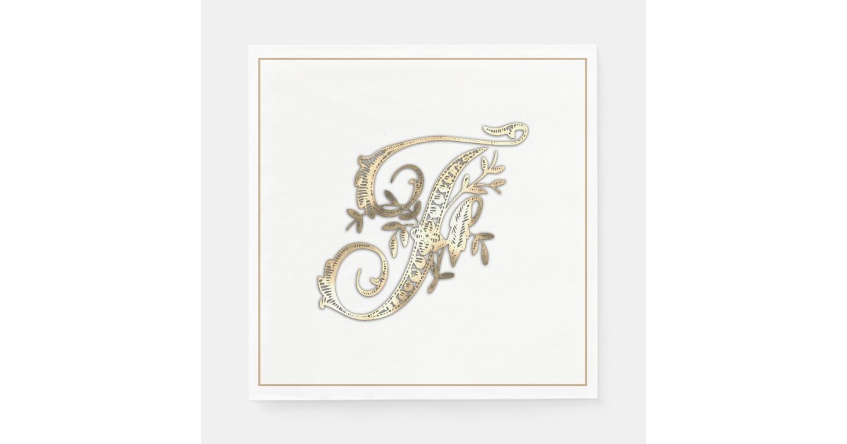 Vintage Ornate Gold Monogram F Napkins | Zazzle