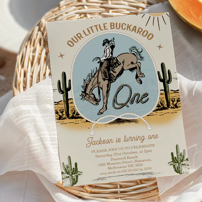 Vintage Our Little Buckaroo Western 1st Birthday Invitation | Zazzle