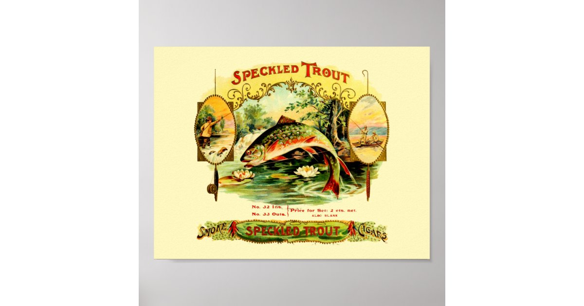 Vintage Outdoor Sports & Fishing Cigar Label Poster | Zazzle