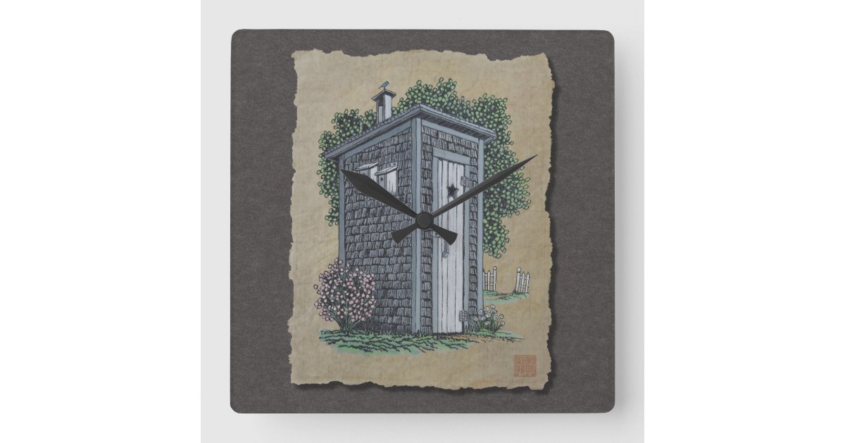 Vintage Outhouse Square Wall Clock | Zazzle