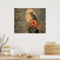 Vintage Owl on Jack-o'-Lantern Poster | Zazzle