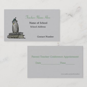 Vintage Owl Teachers Business Card | Zazzle
