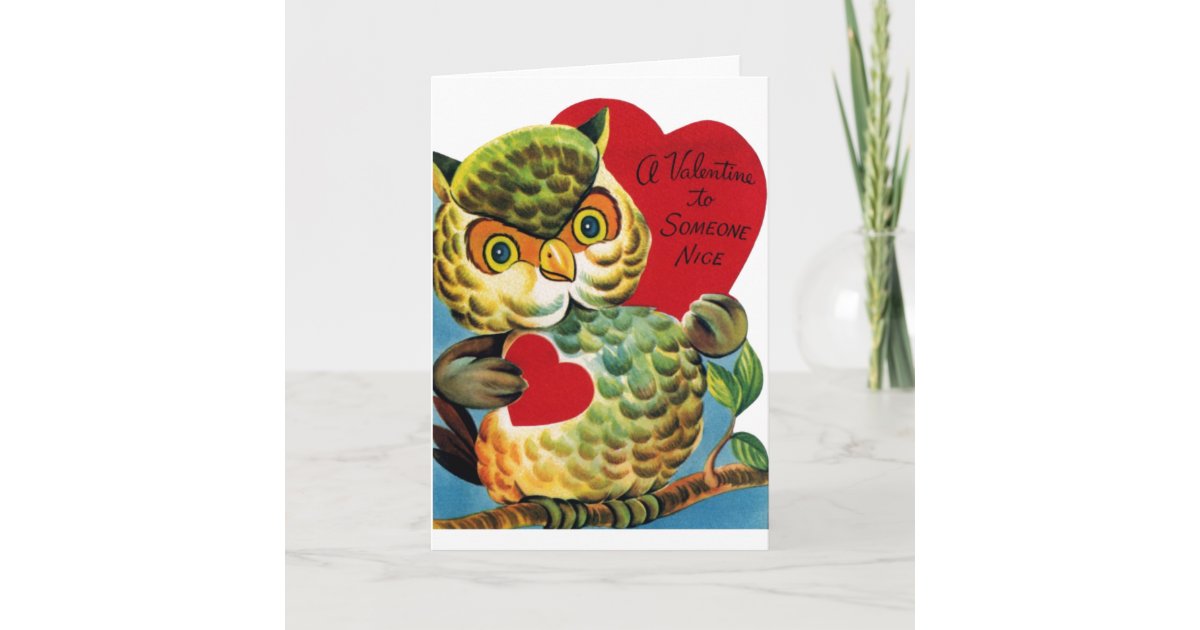 Vintage Owl Valentine's Day Card | Zazzle