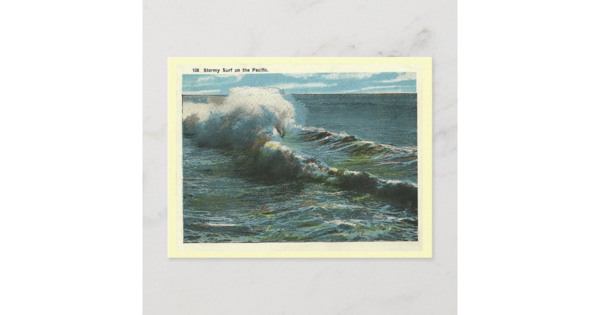 Vintage Pacific Surf Postcard | Zazzle