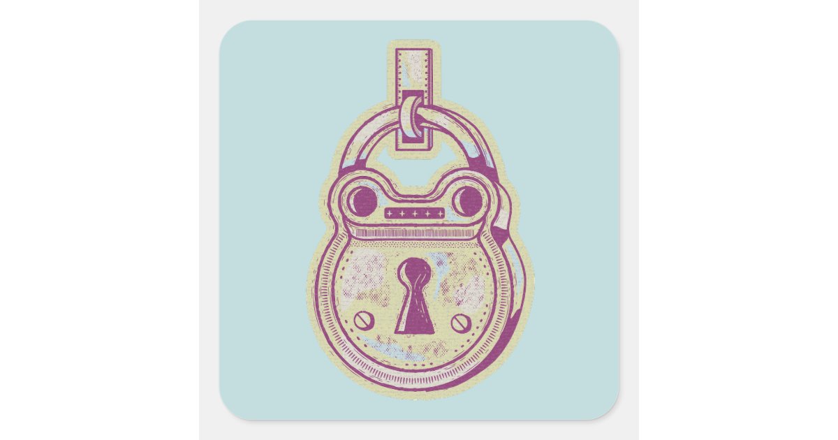 Vintage padlock square sticker | Zazzle
