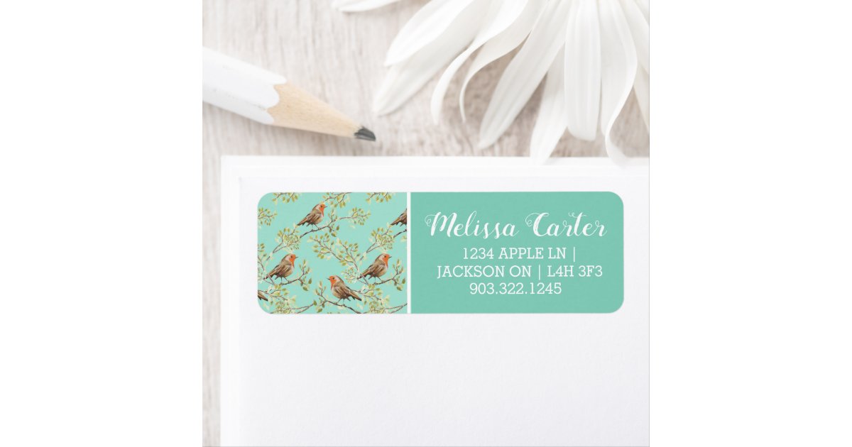 Vintage Painted European Robin Bird Pattern Label | Zazzle