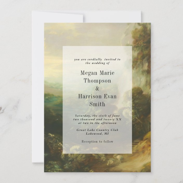 Vintage painterly Landscape Wedding Invitation | Zazzle