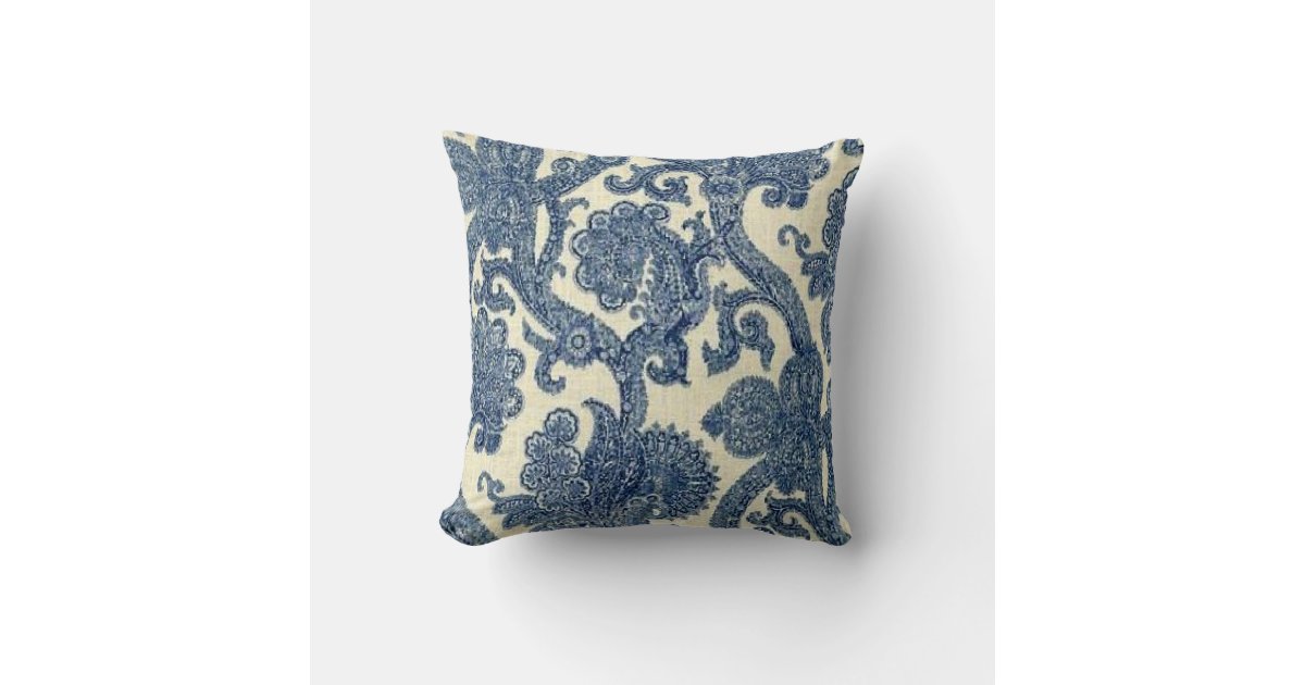 Vintage Paisley Cornflower Blue MoJo Throw Pillow | Zazzle