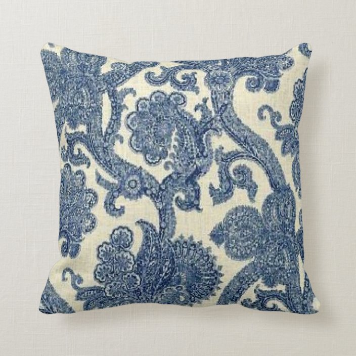 Vintage Paisley Cornflower Blue MoJo Throw Pillow | Zazzle.com