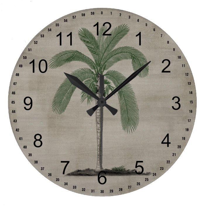 Vintage Palm Tree Large Clock | Zazzle