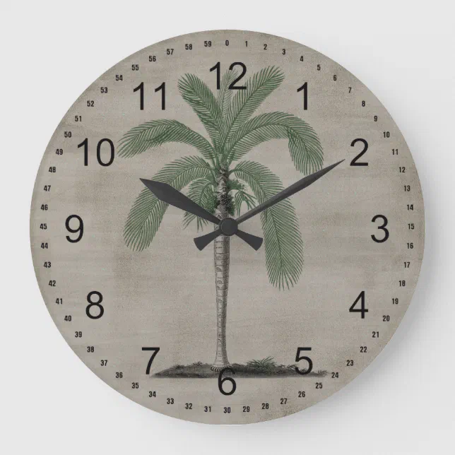 Vintage Palm Tree Large Clock | Zazzle
