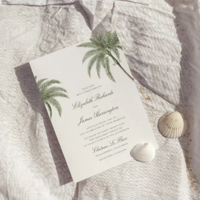 Vintage Palm Tree Wedding Invitation | Zazzle