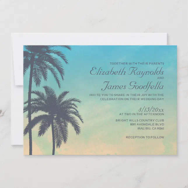 Vintage Palm Tree Wedding Invitations | Zazzle