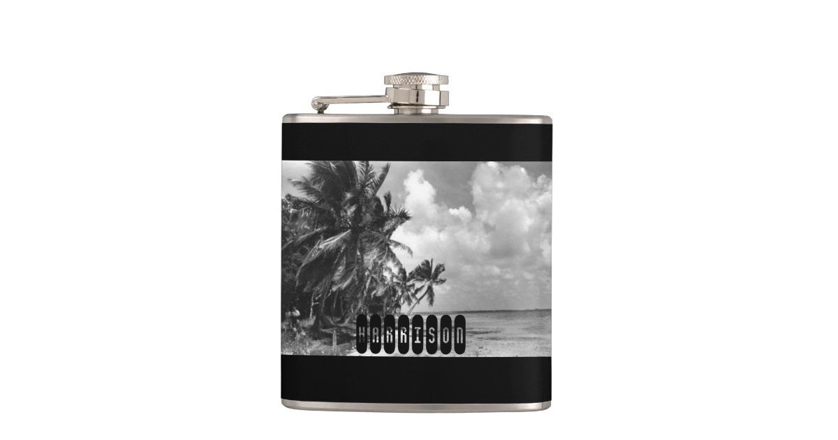 Vintage Palm Trees Personalised Flask | Zazzle