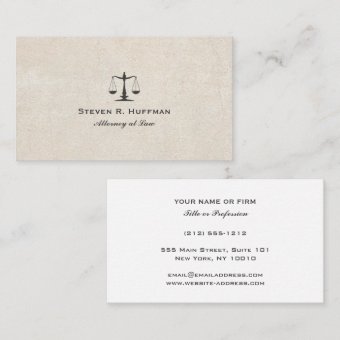 Vintage Paper Attorney at law Justice Scale Business Card | Zazzle