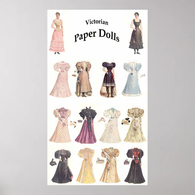 Vintage Paper Dolls, 1 of 2 Poster | Zazzle