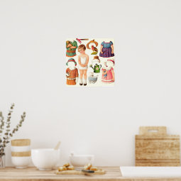 Vintage Paper Dolls Poster | Zazzle