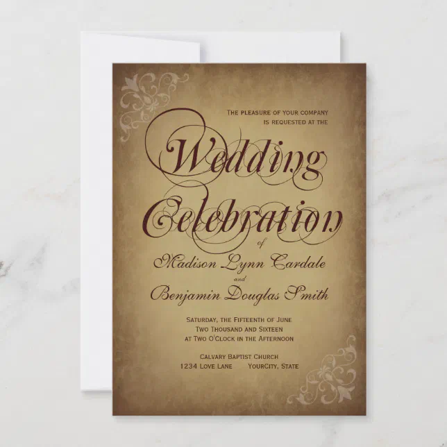 Vintage Paper Rustic Country Wedding Invitations | Zazzle