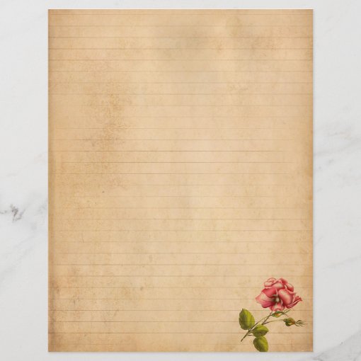 Vintage Paper with Pink Rose | Zazzle