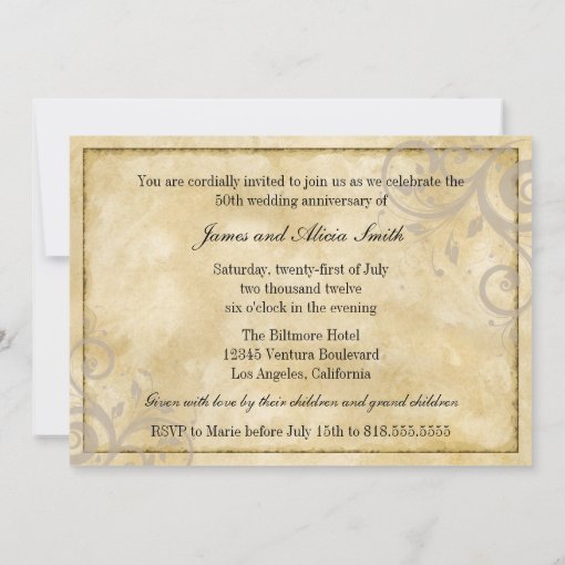 Vintage Parchment Anniversary Invitation | Zazzle