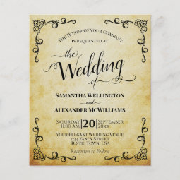 Vintage Parchment BUDGET Wedding Invitation | Zazzle