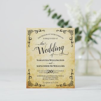 Vintage Parchment BUDGET Wedding Invitation | Zazzle