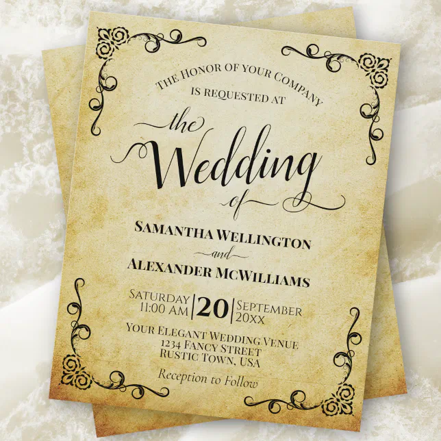 Vintage Parchment BUDGET Wedding Invitation | Zazzle
