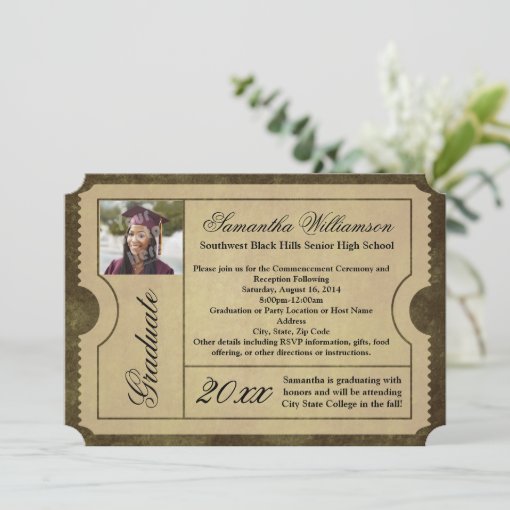Vintage Parchment Graduation Ticket Invitations | Zazzle