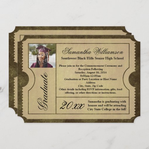 Vintage Parchment Graduation Ticket Invitations | Zazzle