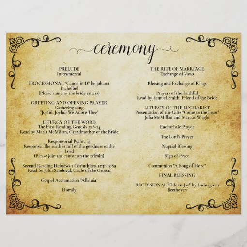 Vintage Parchment Holy Matrimony Wedding Program | Zazzle