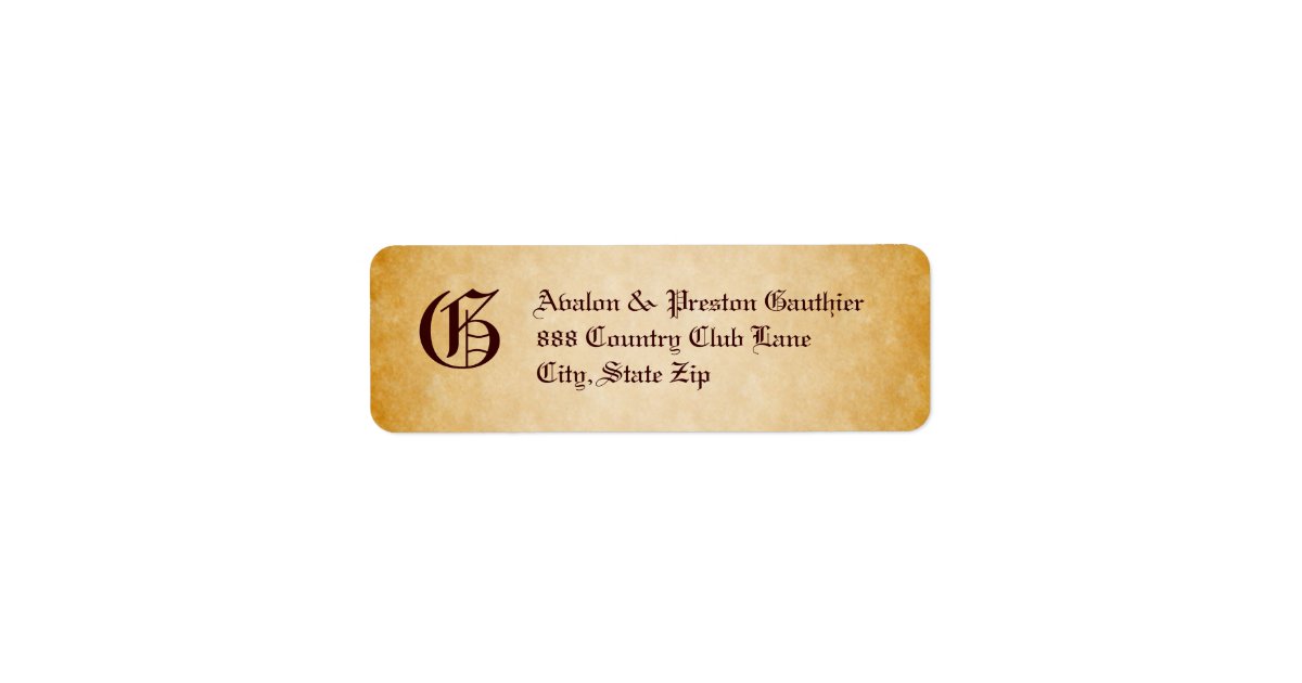 Vintage Parchment Monogram Christmas Address Label | Zazzle