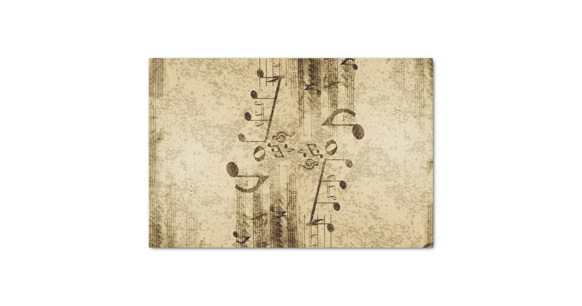 Vintage Parchment Musical Notes Tissue Paper | Zazzle