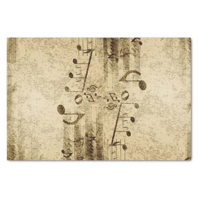 Vintage Parchment Musical Notes Tissue Paper | Zazzle